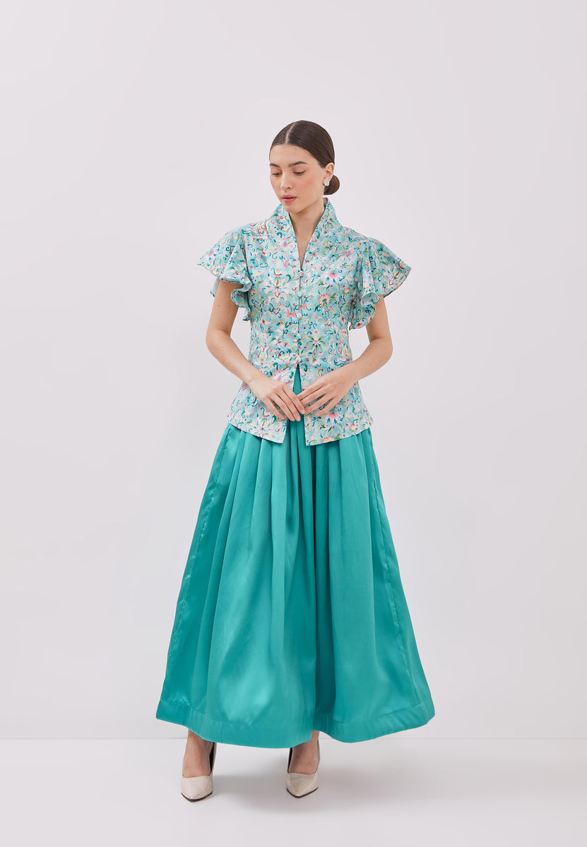 CHINESE FLORAL Kebaya Flutter Sleeve Top – ANS.EIN