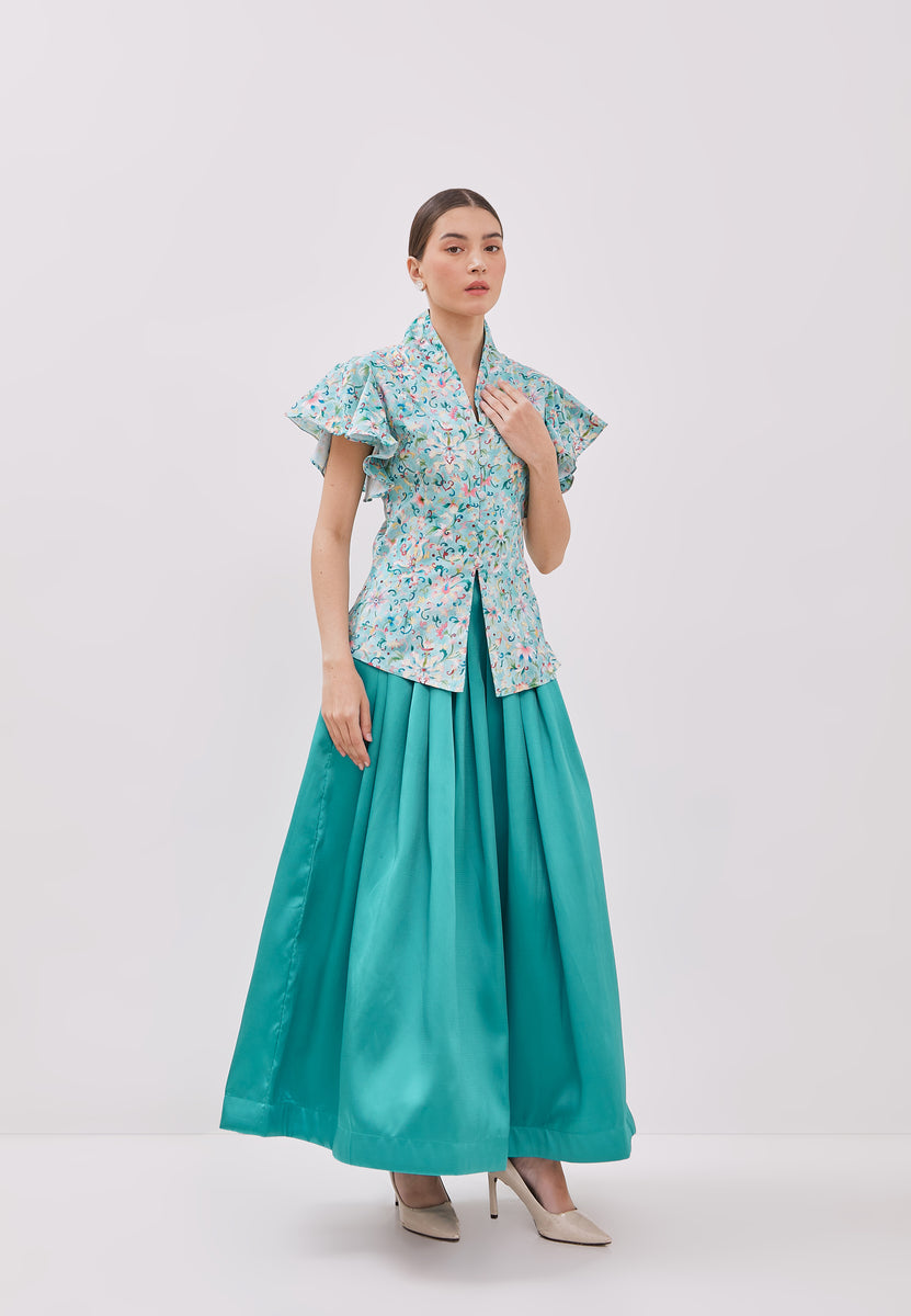 CHINESE FLORAL Kebaya Flutter Sleeve Top – ANS.EIN