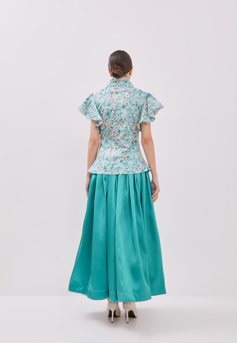 CHINESE FLORAL Kebaya Flutter Sleeve Top – ANS.EIN