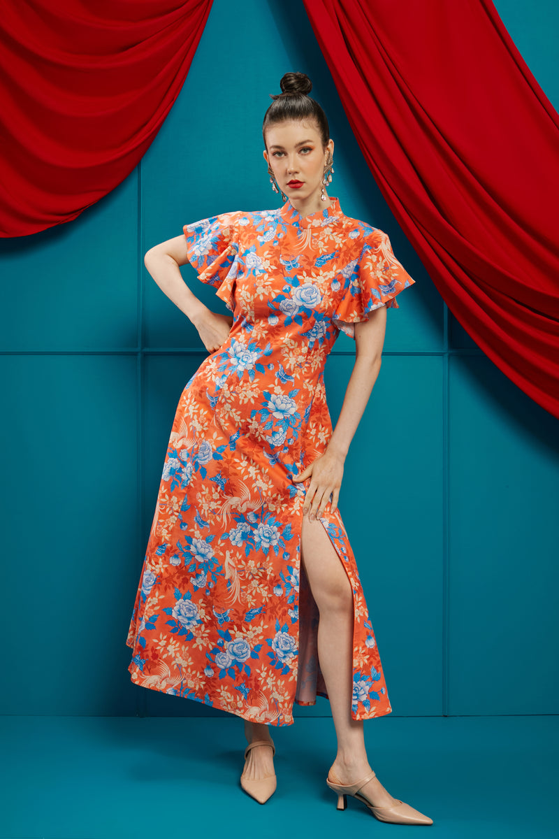 BIRDS & BUTTERFLY Maxi Cheongsam Dress – ANS.EIN