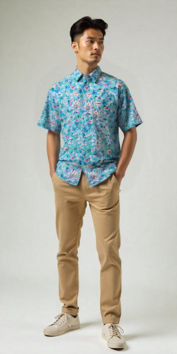 CHINESE FLORAL Man Shirt with Point Collar – ANS.EIN