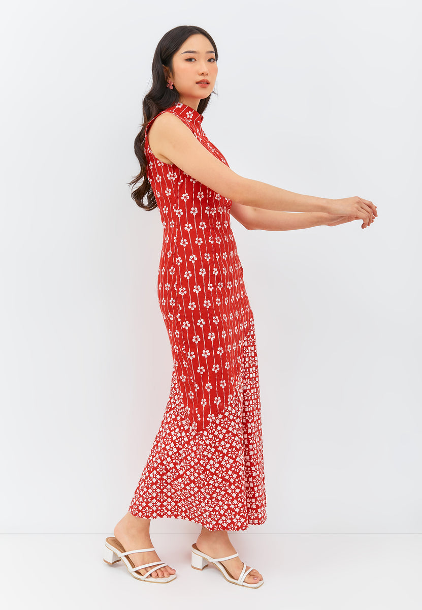 FLOWER Red Batik Mermaid Dress – ANS.EIN
